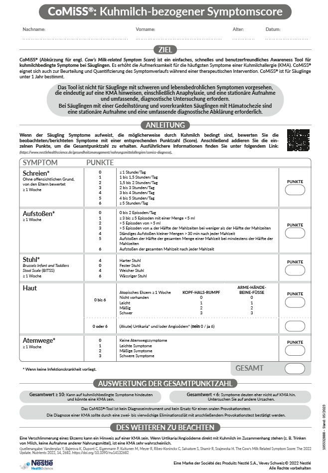 Formular „CoMiss“ | Nestlé Nutrition Institute Deutschland